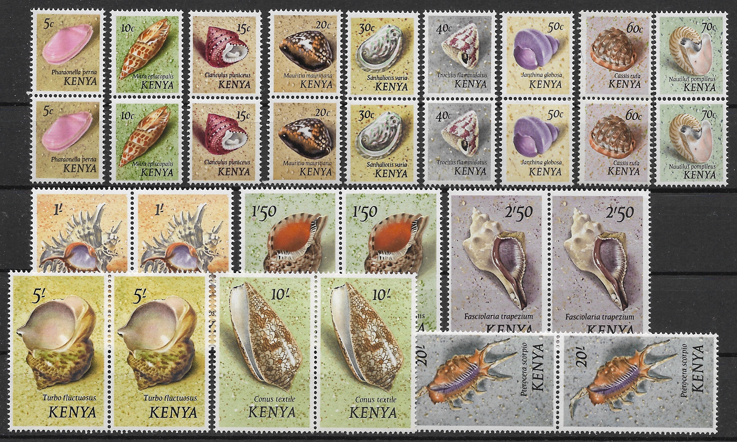 Kenya: 1971 MNH Definitive Issue Seashells Pairs | Africa - Kenya ...