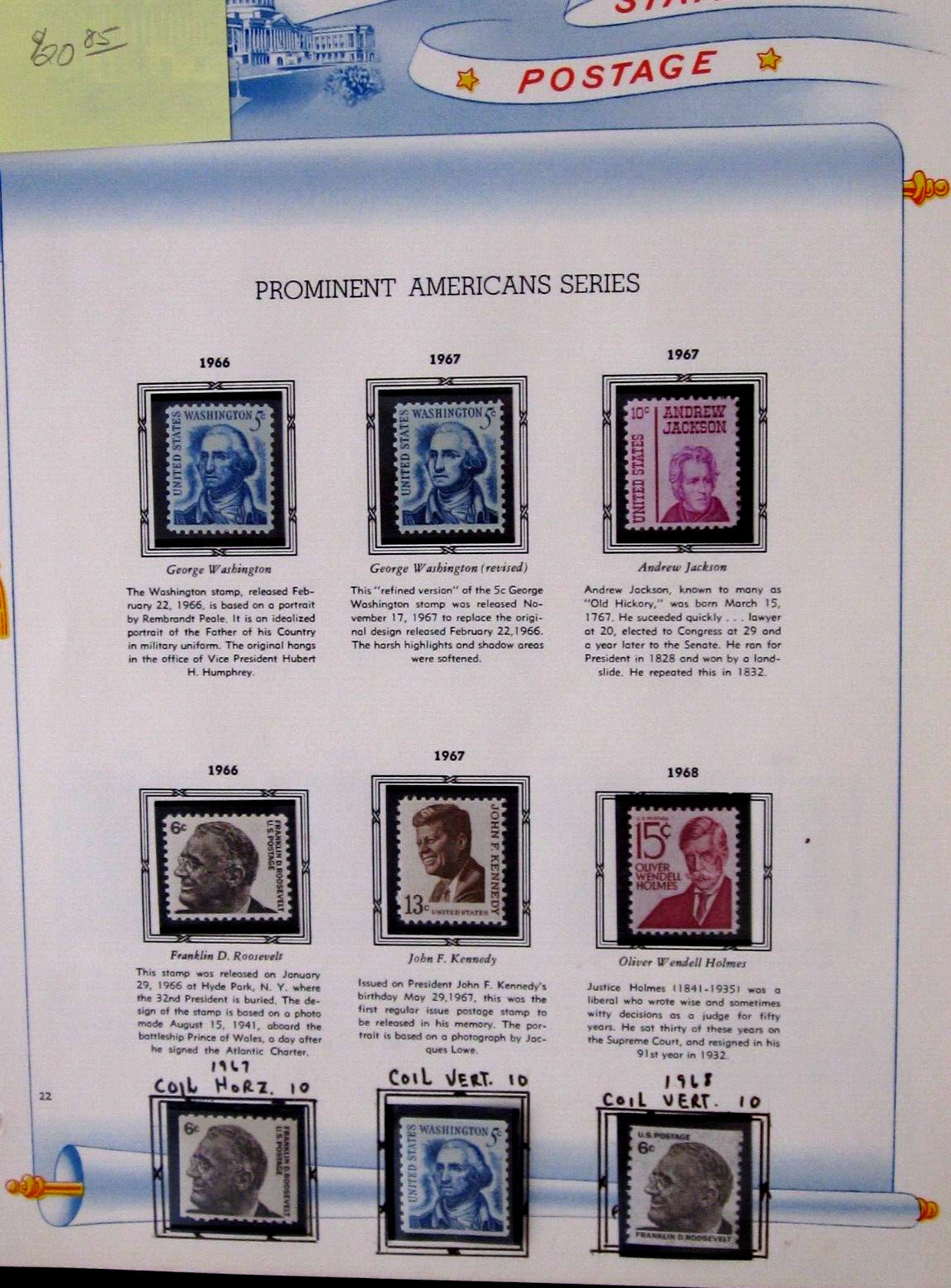 US - Prominent American Series on White ACE Pages - Ca 1960'S - CAT VAL ...