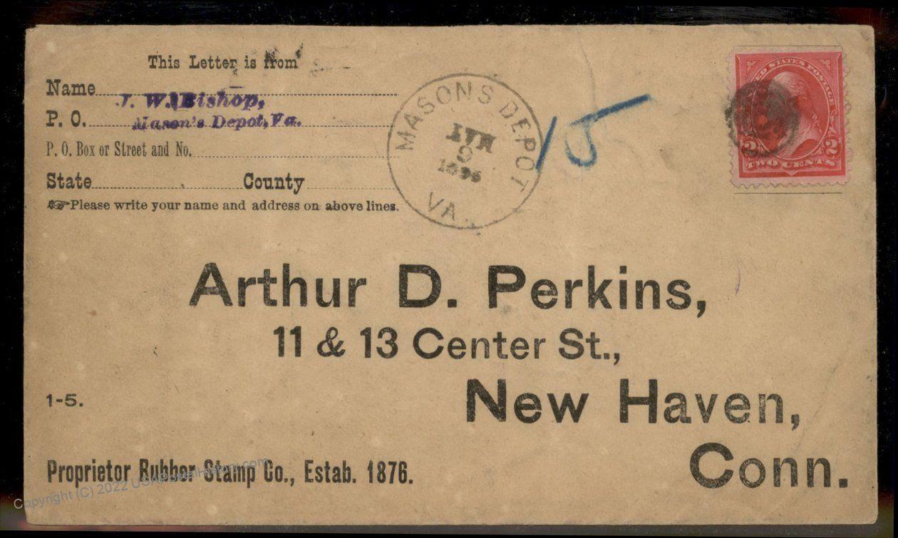 Virginia 1895 Masons Depot VA USA DPO Helbock R6 Cover 92260 | United ...