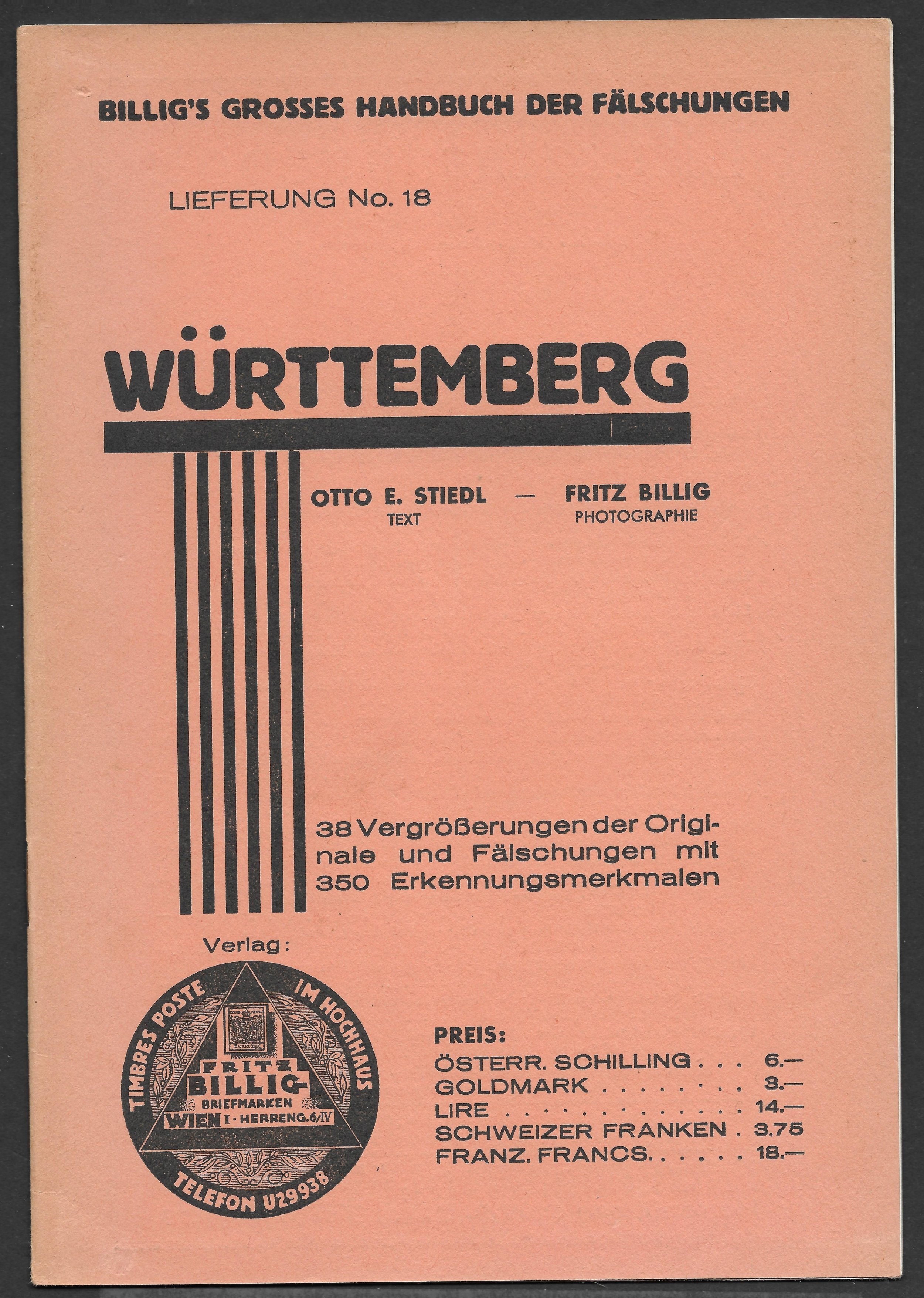 Wurttemberg (German State) Stamps, Stiedl/Billig 1935 | Publications ...