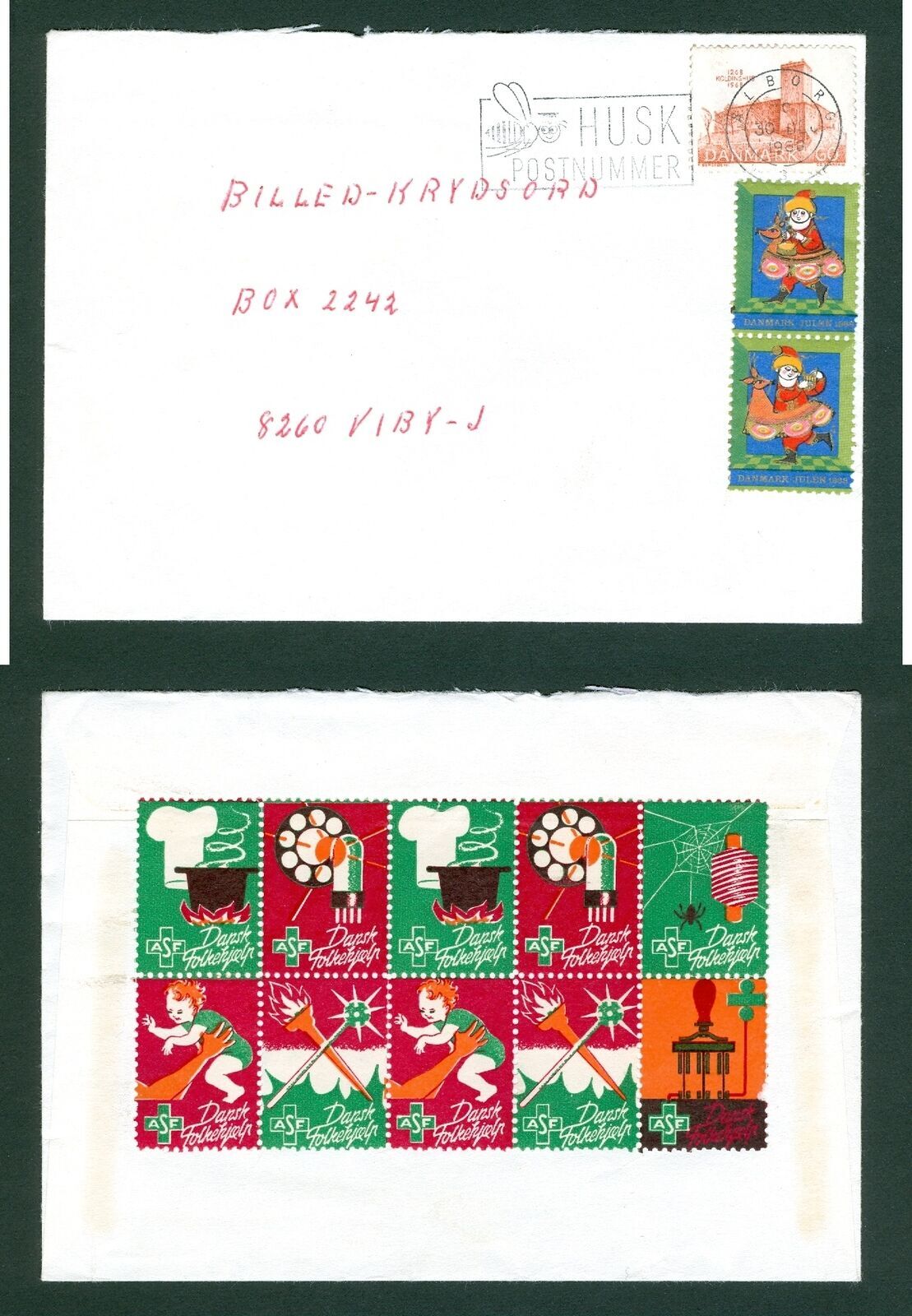 Denmark 1968 Cover With Christmas Seals and 10 Block Poster Stamp ...