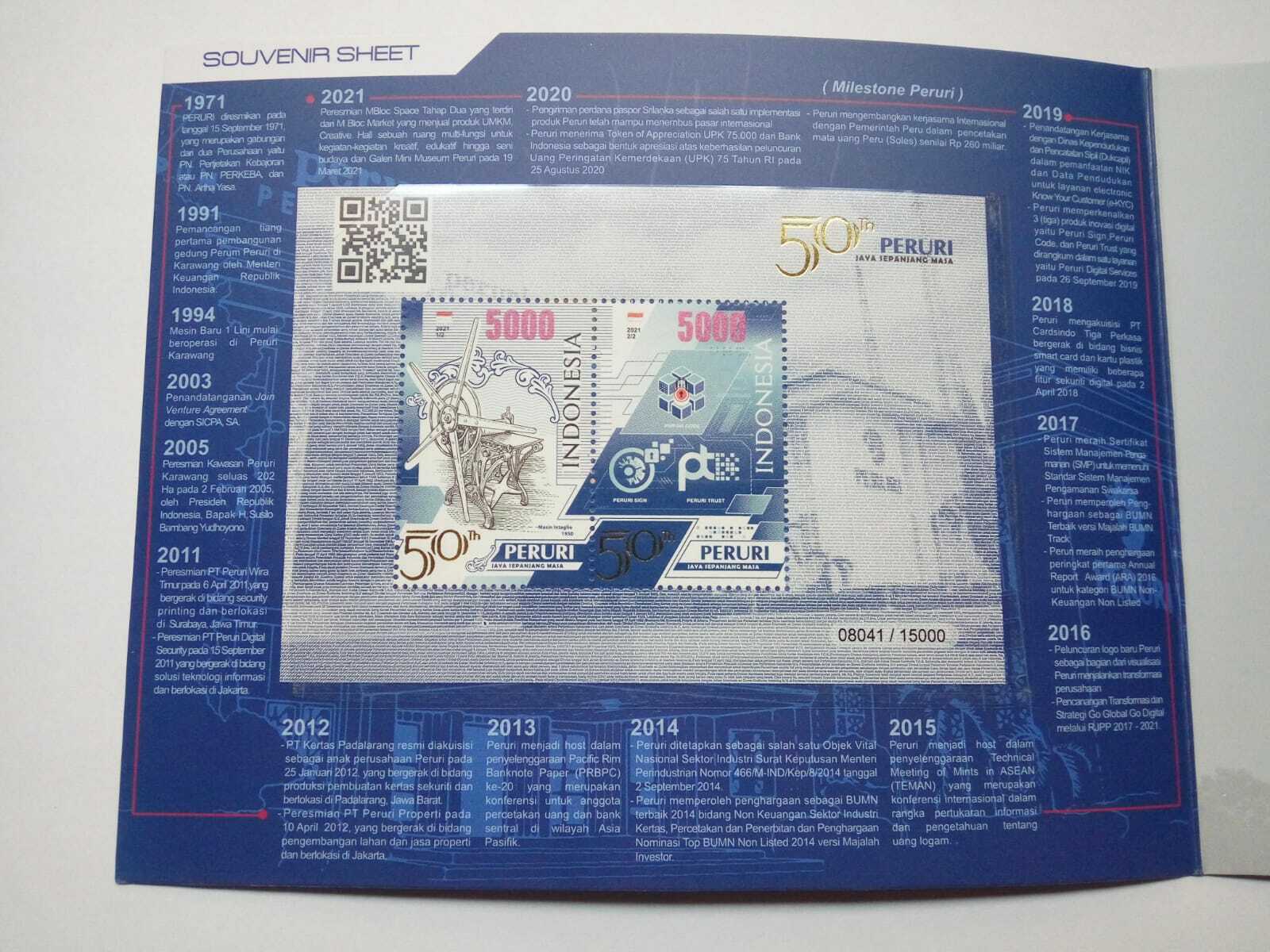 Indonesia Indonesie Stamp pack 2021 50th PERURI BEYOND GOLD CINDERELLA ...