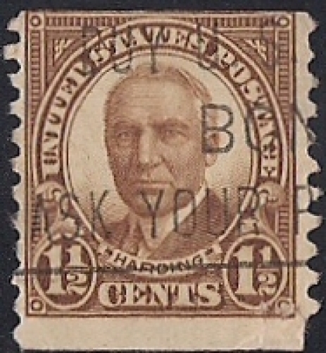 686 1 1/2 cent LOGO CANCEL Harding, Brown coil Stamp used F | United ...