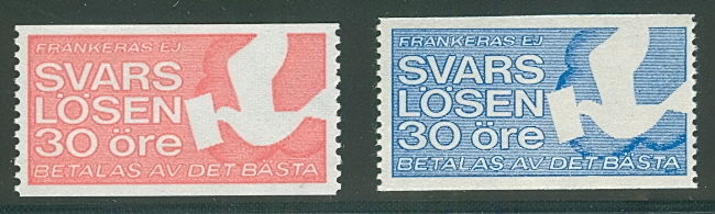 SWEDEN Facit #2,3 30ore Svars Losen (Reply stamps) NH / HipStamp