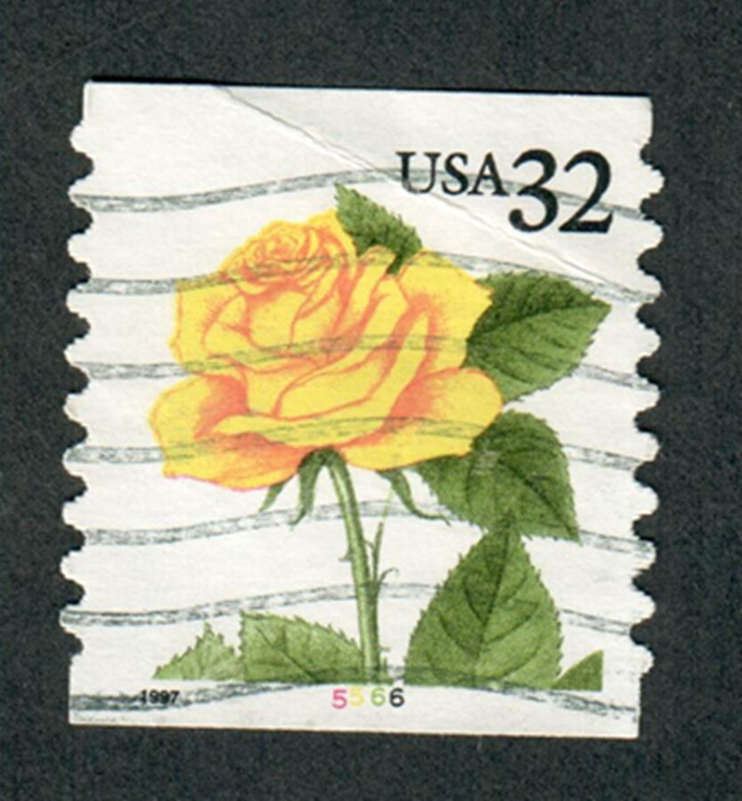 US #3054 Yellow Rose Used PNC Single plate #5566 | United States ...