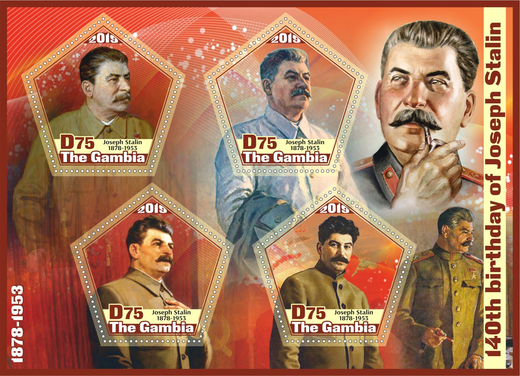 Stamps. Famous people. Joseph Stalin 2019 1+1 sheets perforated ...