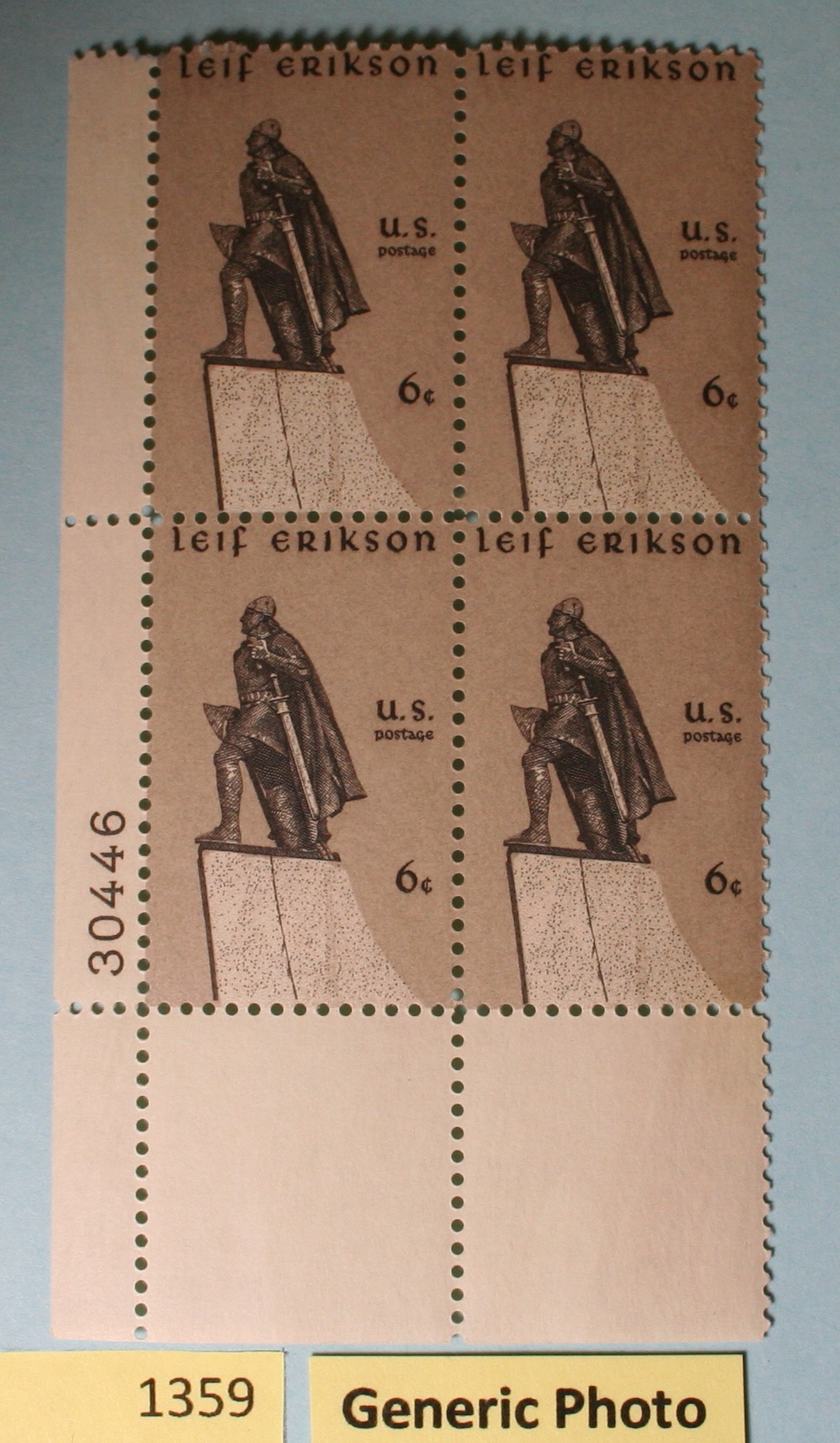 Paper, Party & Kids Papercraft 30446 6 Cent 4 Stamp Block Leif Erikson ...