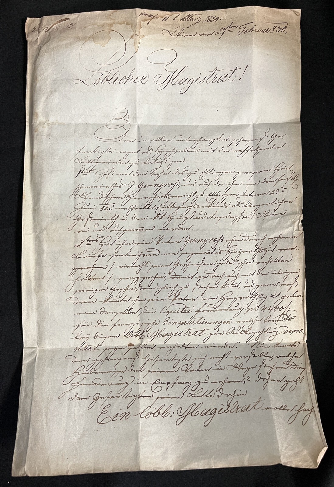 Austria 1830 Official Stampless FL Vienna to Ellingen Bavaria W ...