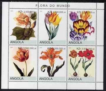 Angola 2000 Flowers #2 perf sheetlet containing 6 values ... / HipStamp