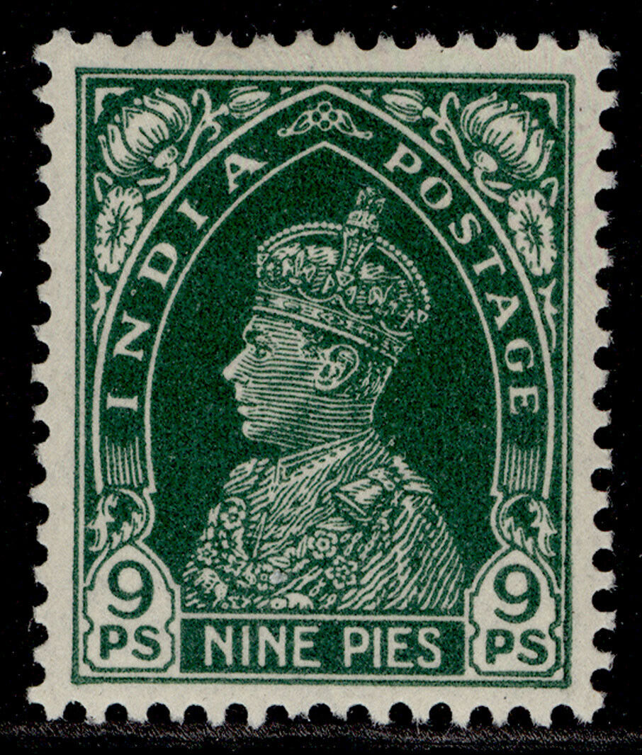 INDIA GVI SG249, 9p green, M MINT. | Asia - India, Stamp / HipStamp