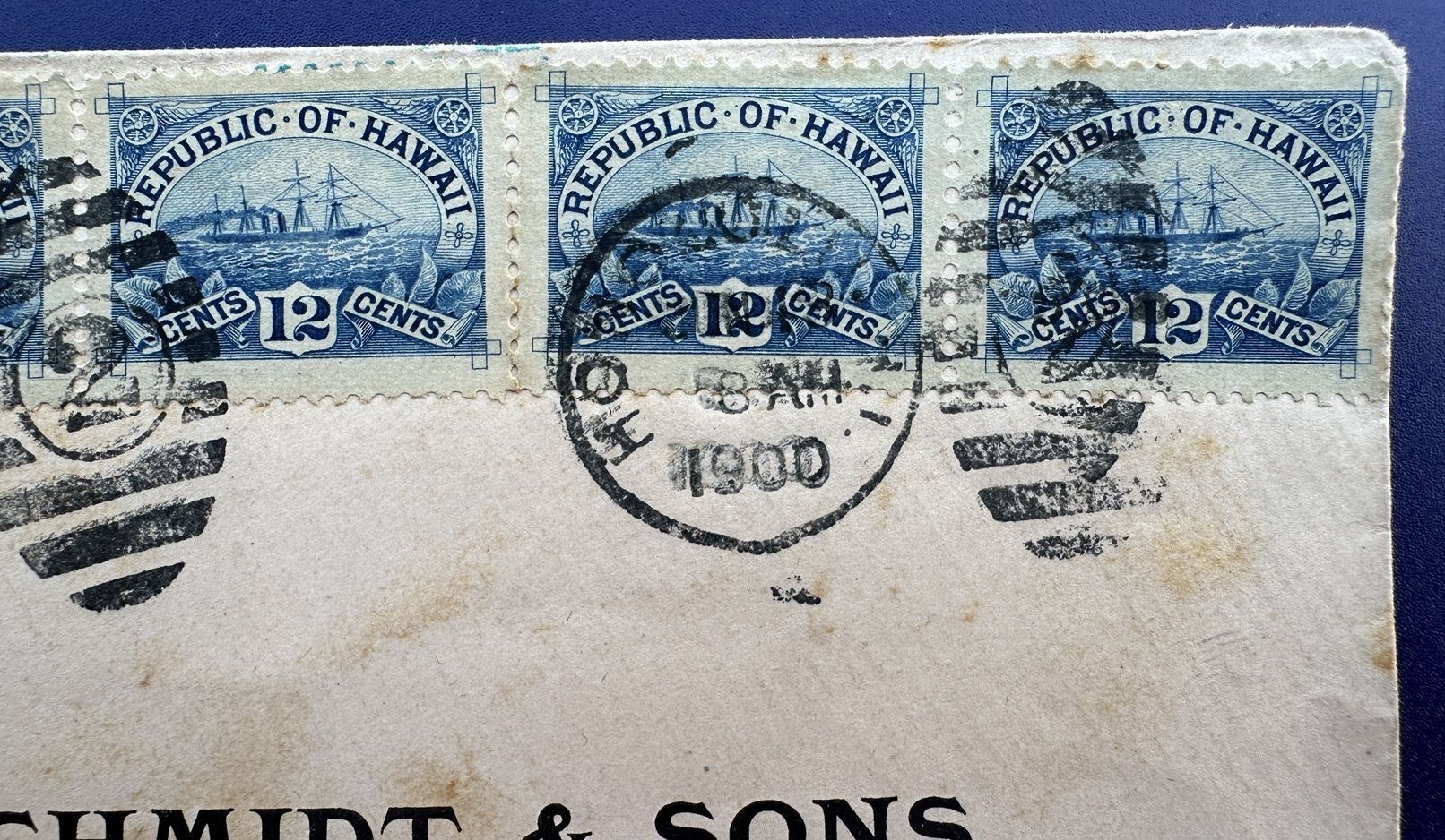 Hawaii #78 Strip of five Last Day of Official Use Honolulu Jun 13, 1900 ...