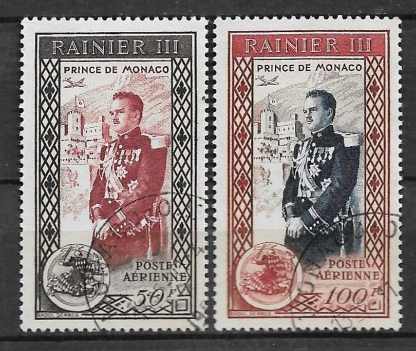 1961 Monaco #C34-5 Enthronement of Prince Rainier III C/S of 2 used ...