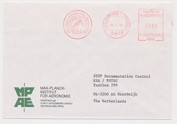 Meter cover Germany 1987 Max Planck - Aeronomy | Europe - Germany ...