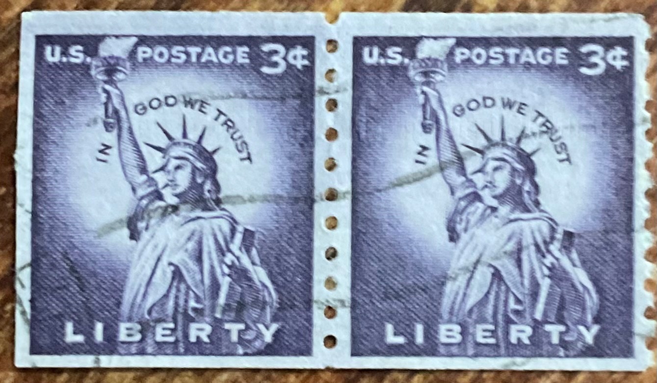 US #1057a Used Coil Pair 1st on roll? Statue of Liberty SCV $.50 ...