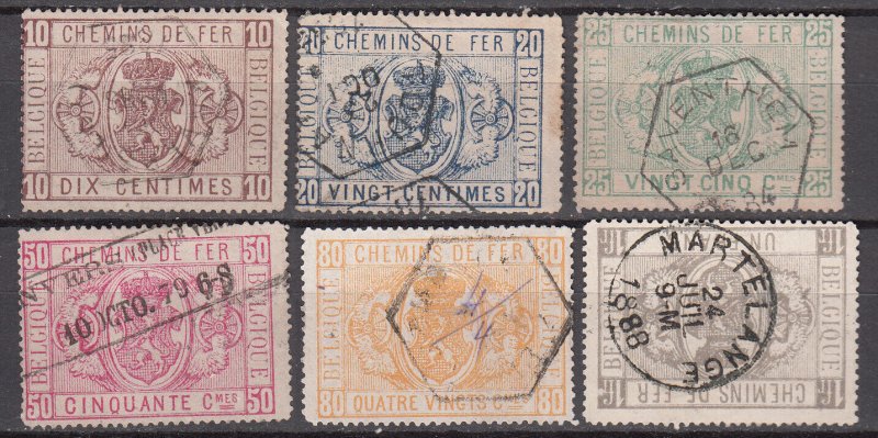 Belgium - 1879/1882 Railway stamp set Sc# Q1/Q6 (9387) | Europe ...