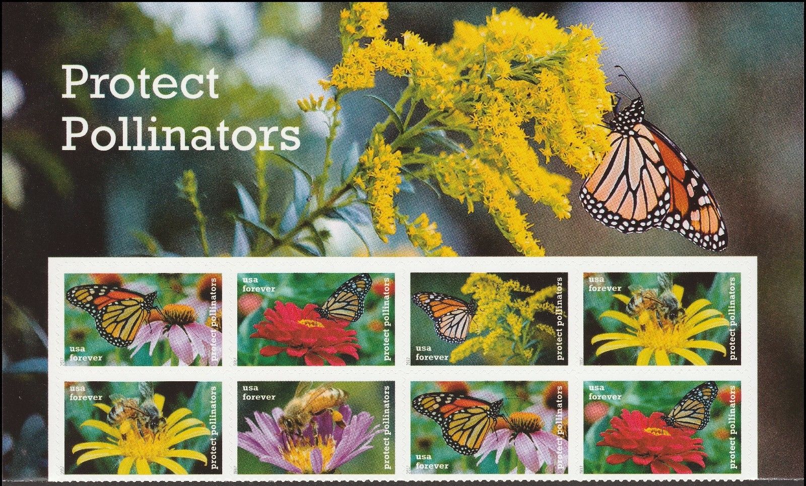 US 5228-5232 5232a Protect Pollinators F header block 8 MNH 2017 ...