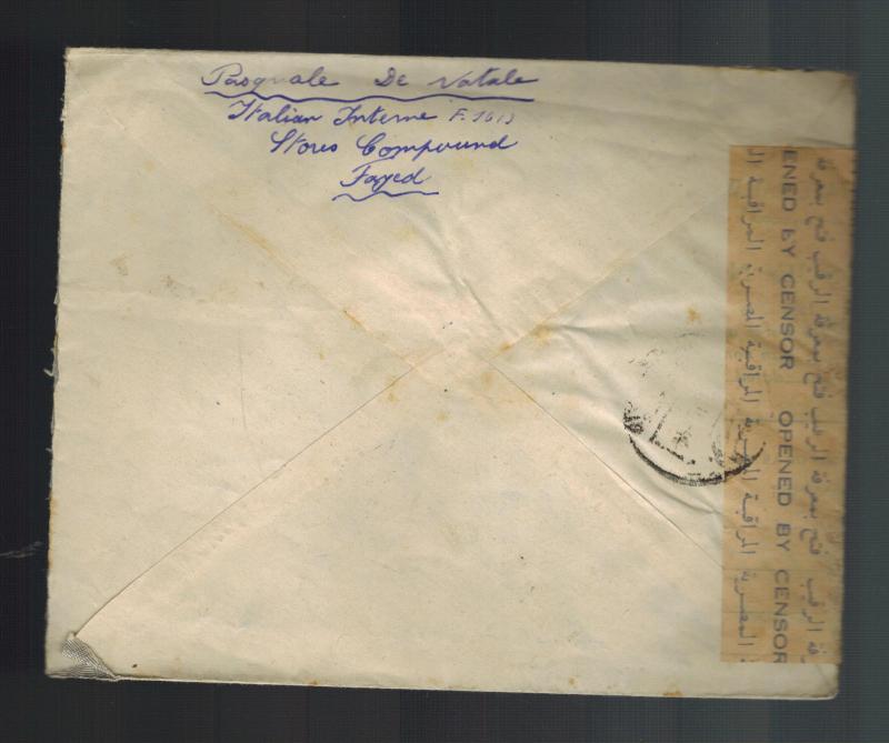 1945 Egypt Fayed Internment Camp Stampless Cover to New Italy Movement ...