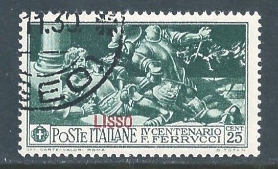 Italy-Lisso #13 Used 25c Maramaldo Killing Ferrucci Issue Ovptd. "Lisso ...