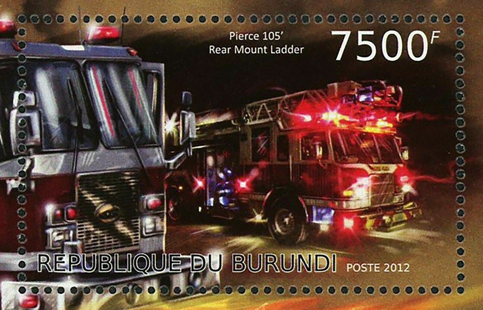 Fire Engines Stamp Firefighter Pierce 105 Rear Mount Ladder S/S MNH ...