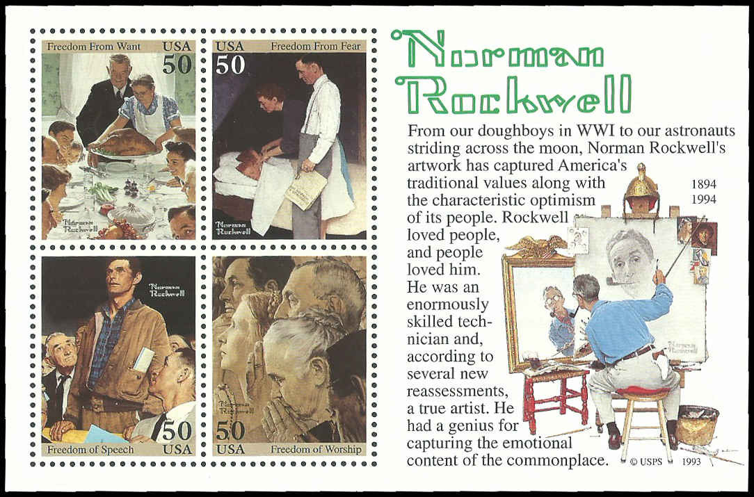 PCBstamps US #2840 SS $2.00(4x29c)Norman Rockwell, MNH, (14) | United ...