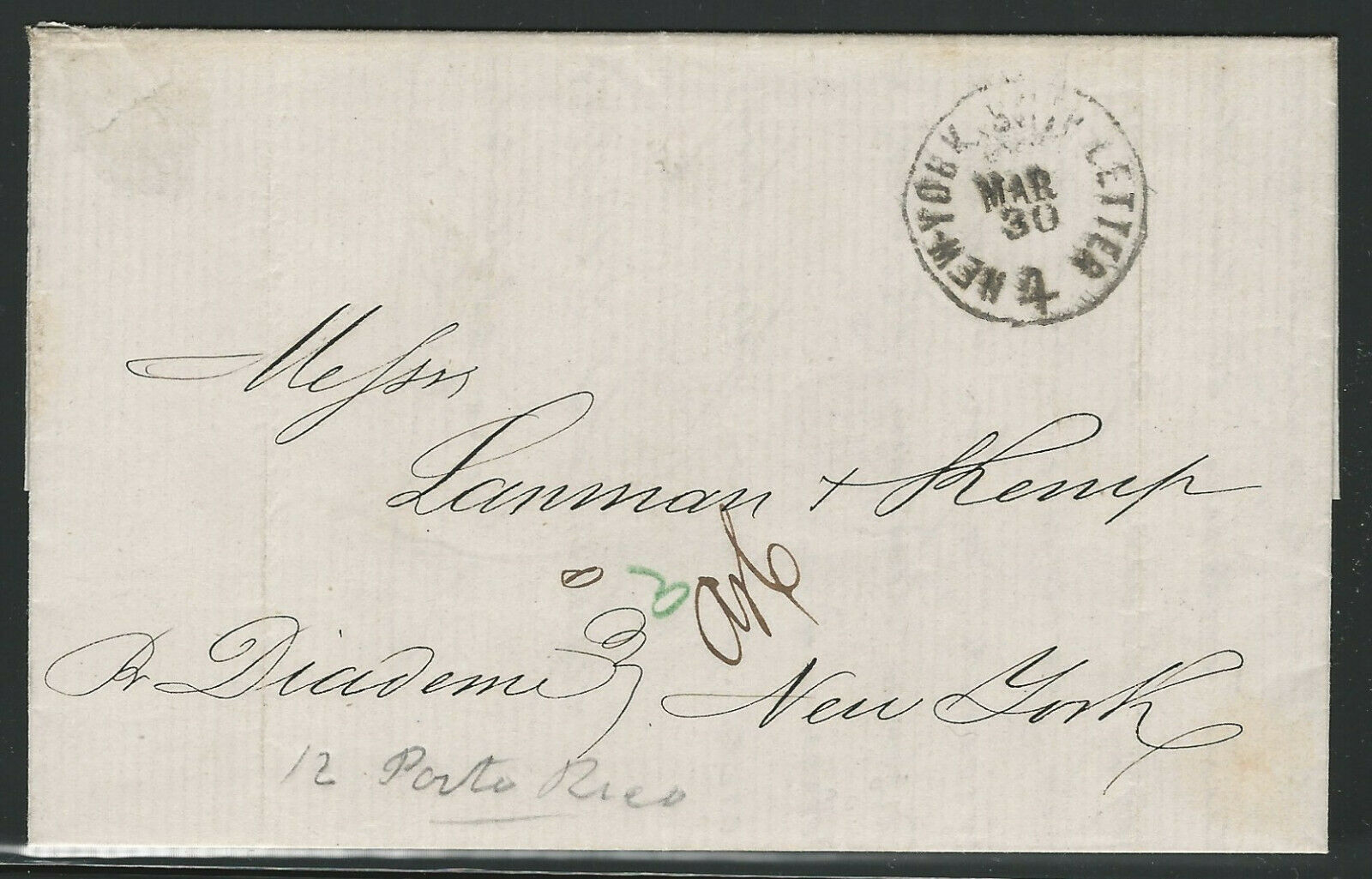 Mayaguez, Puerto Rico,1865 Stampless Cover & Letter, N.Y. Ship Letter ...