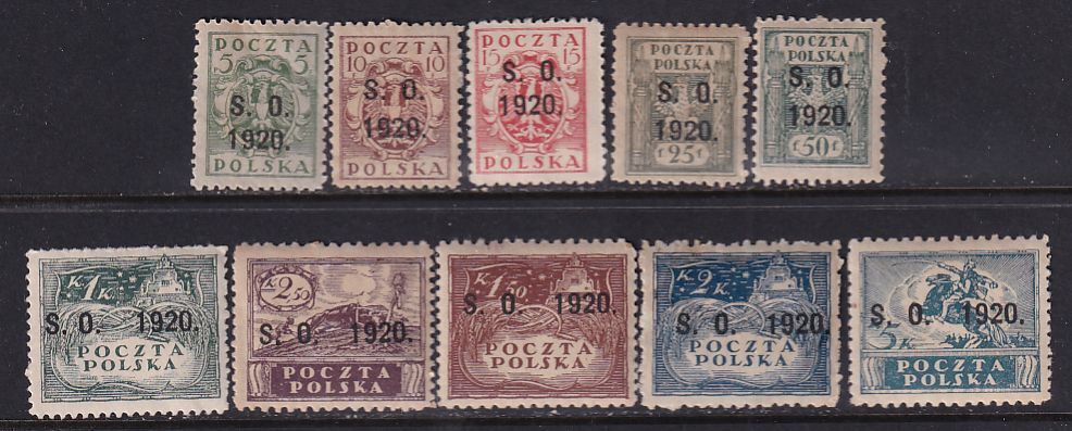 Eastern Silesia 1920 Sc 41-50 Austrian Crownland Overprinted Poland ...