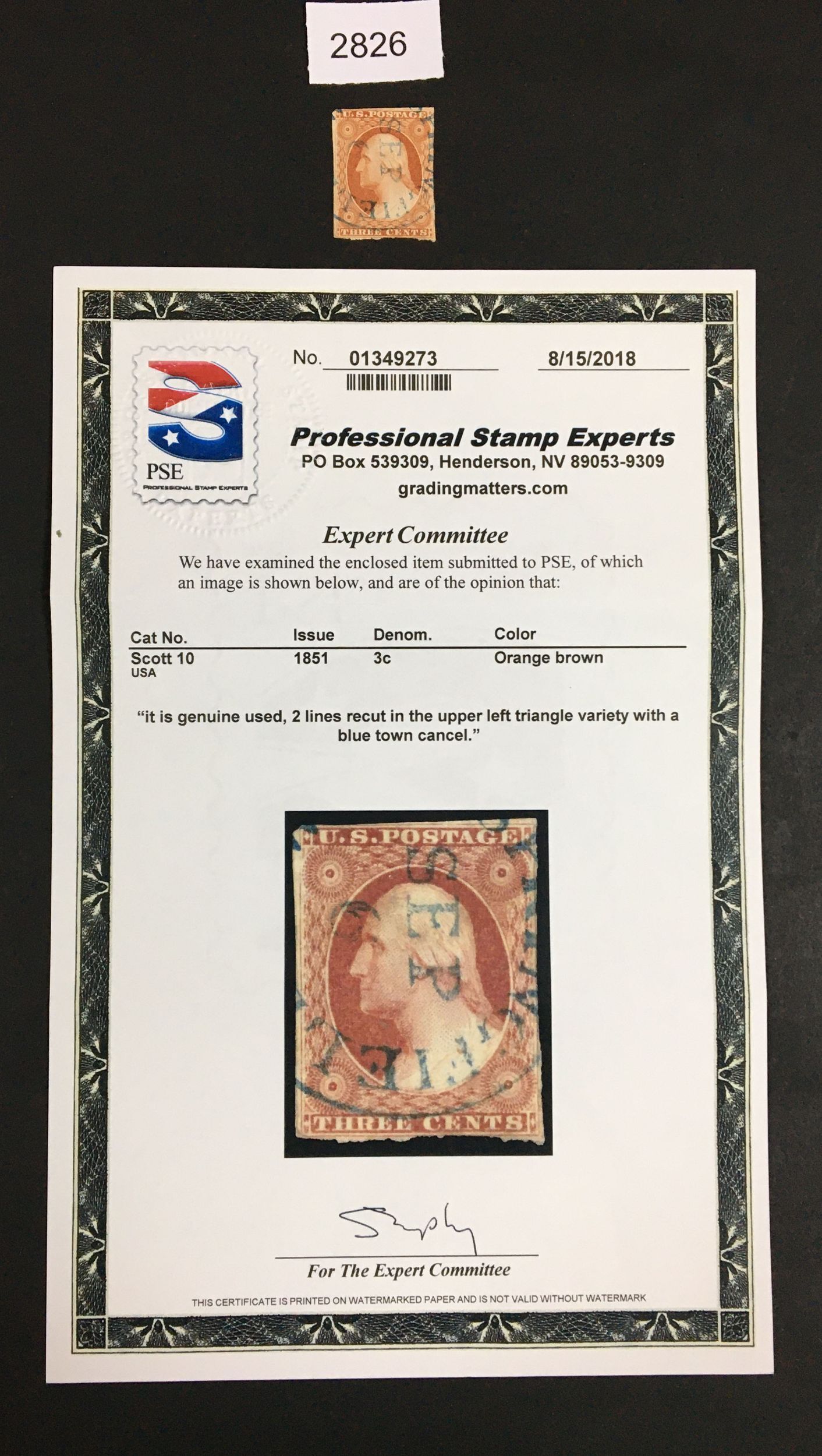 US Stamps # 10 VAR. Used **Pse Cert** LOT #G 2826 | United States ...