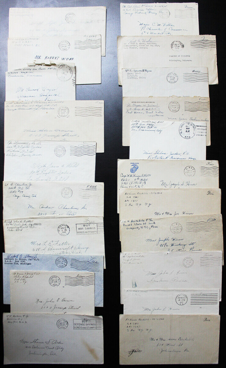 US Fascinating Lot of 59 WWII Army FREE Frank Envelopes | United States ...