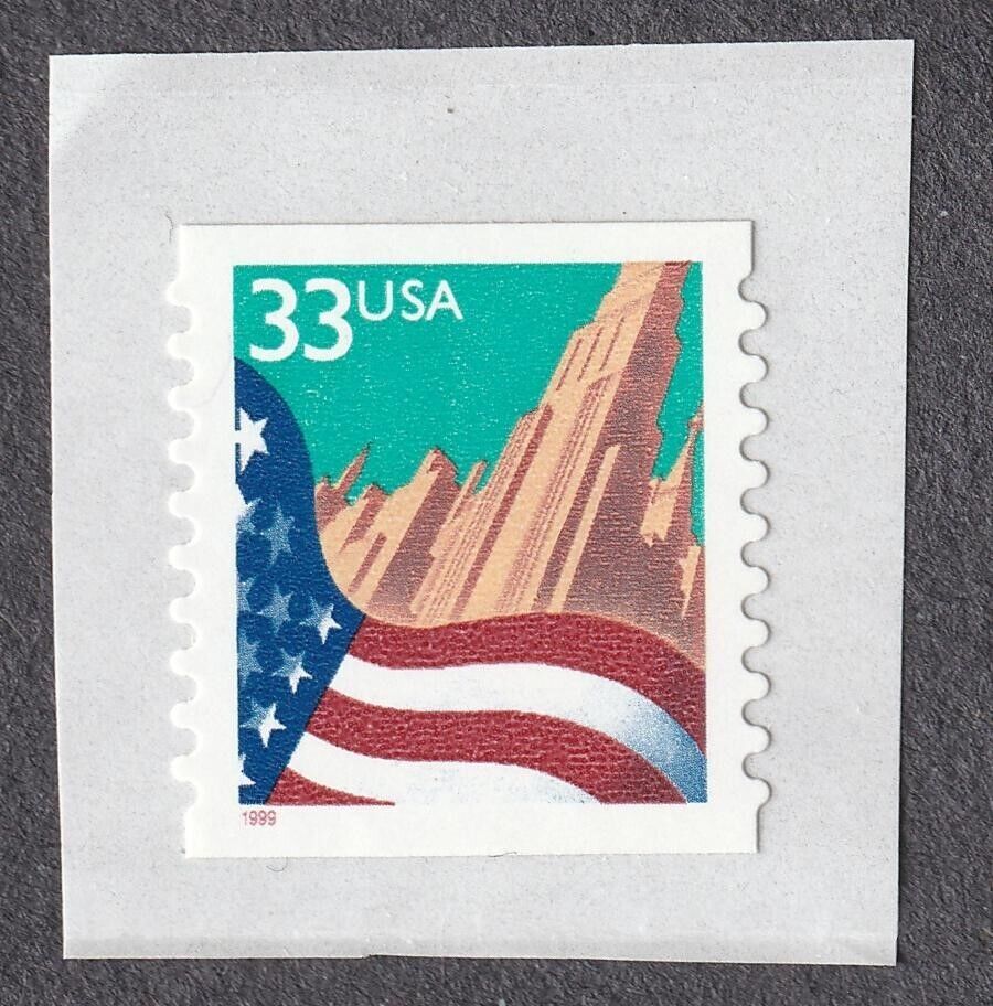 Single 33c Flag SA US #3281d Small Date Type I Not original paper MNH F ...