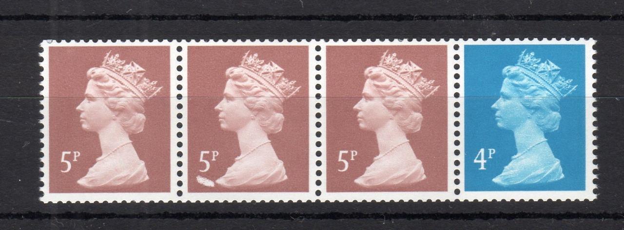 5p/5p/5p/4p Machin Unmounted Mint Coil Strip + Printing Variety to ONE ...