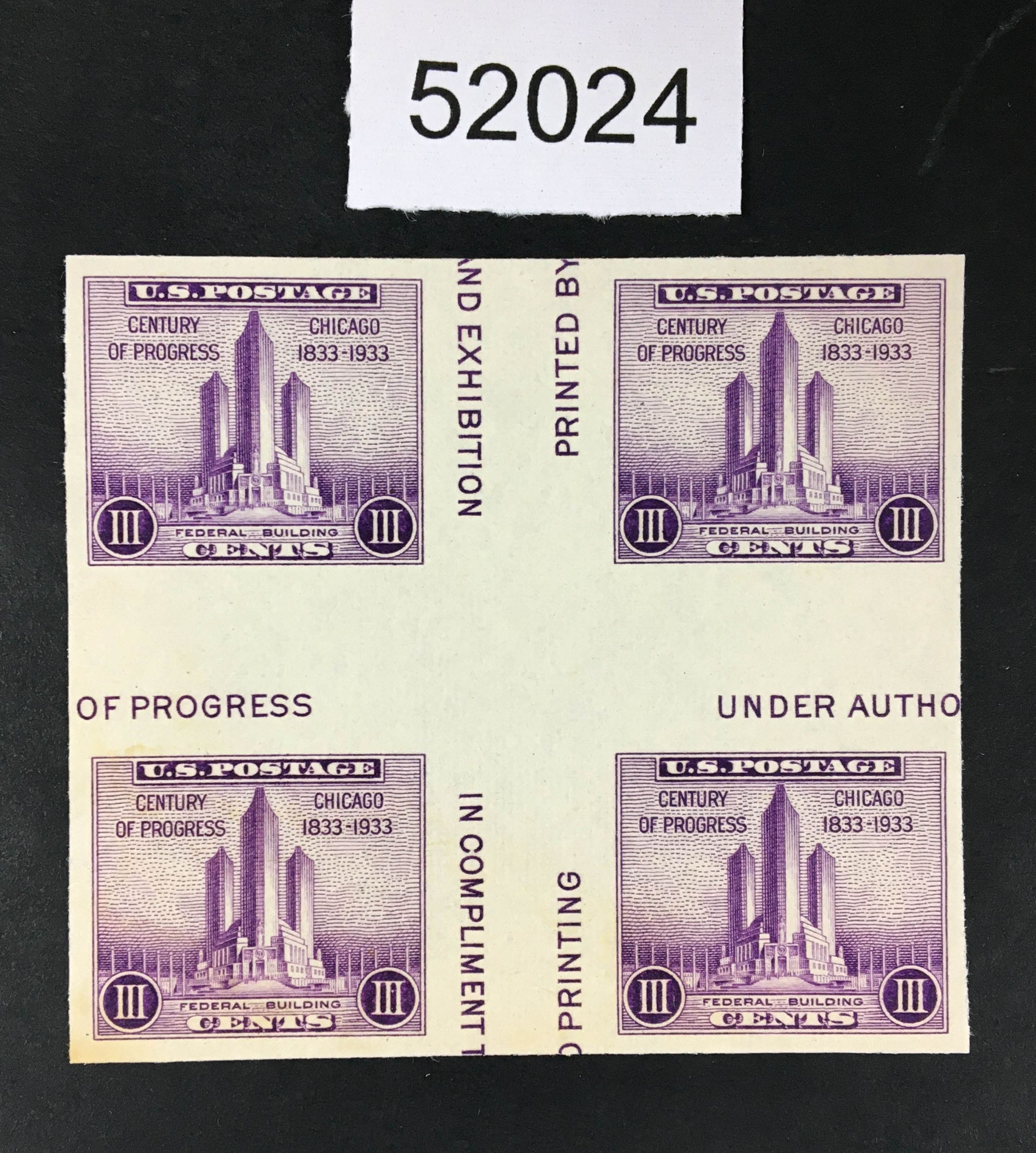 US Stamps # 767a Block With Cross Gutters $25 LOT #52024 | United ...