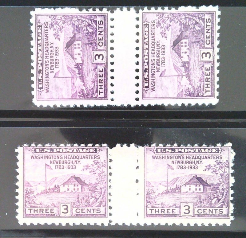 Scott #752 - 3c Purple - Pairs with horiz, vert gutter between - 1935 ...