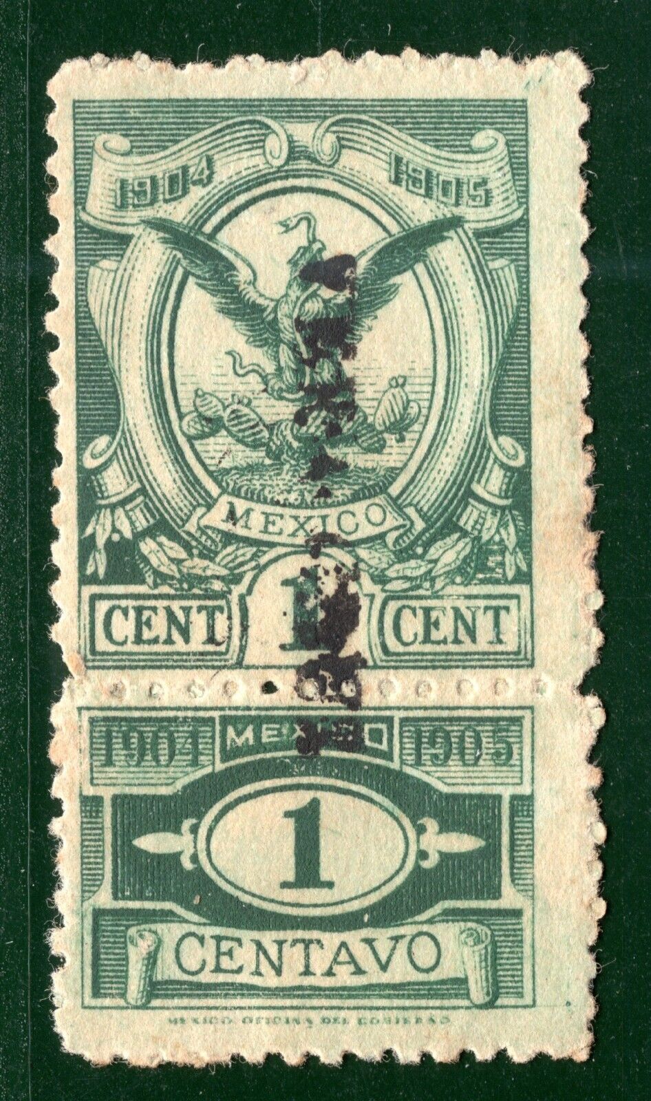 MEXICO Revenue Stamp & Talon 1c 1904-05 *VERA CRUZ* Mint MM BROWN95 ...