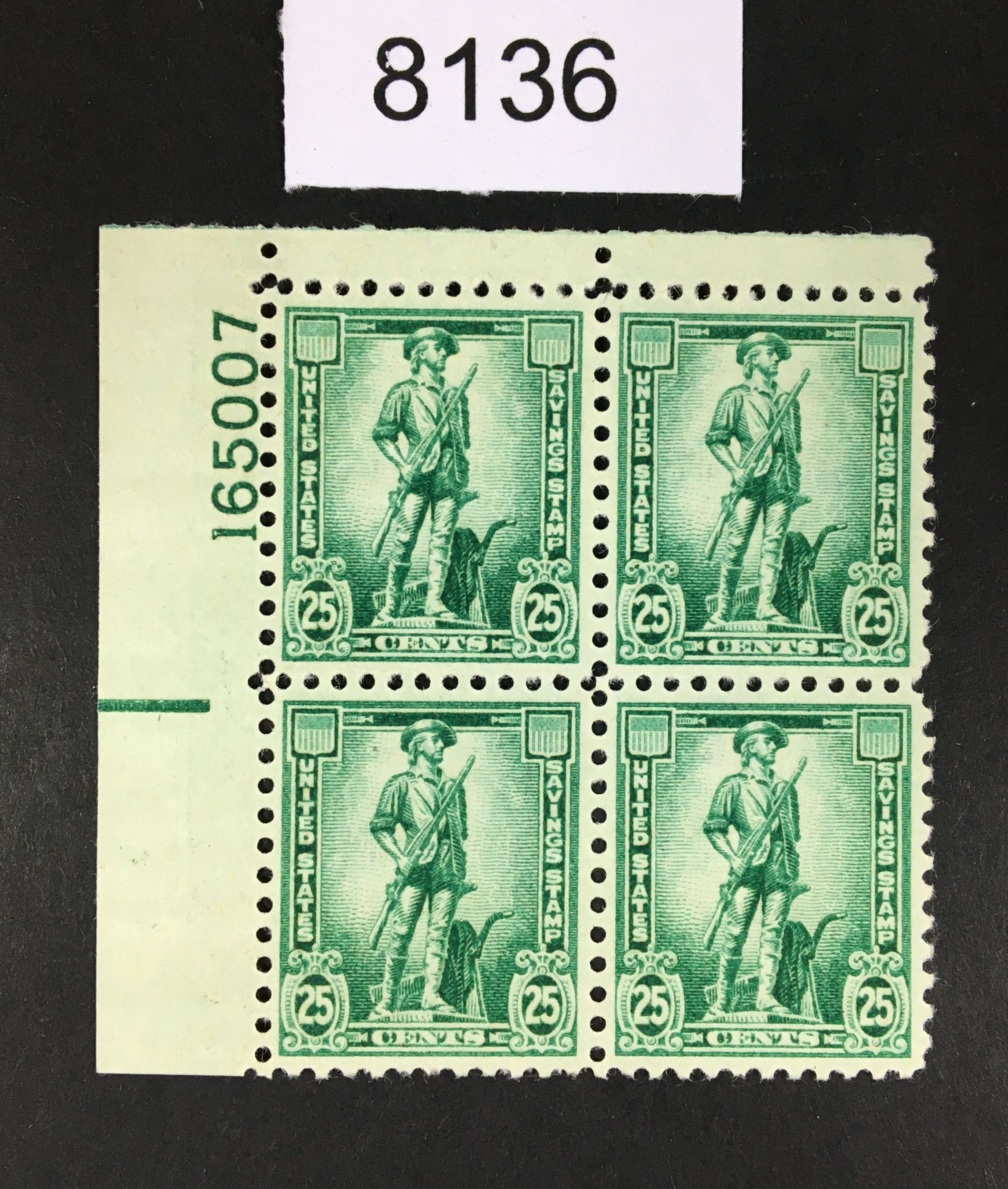 US Stamps # S2 Intact Plate Block of 4 Mint OG NH CV. $35 LOT #8136 ...