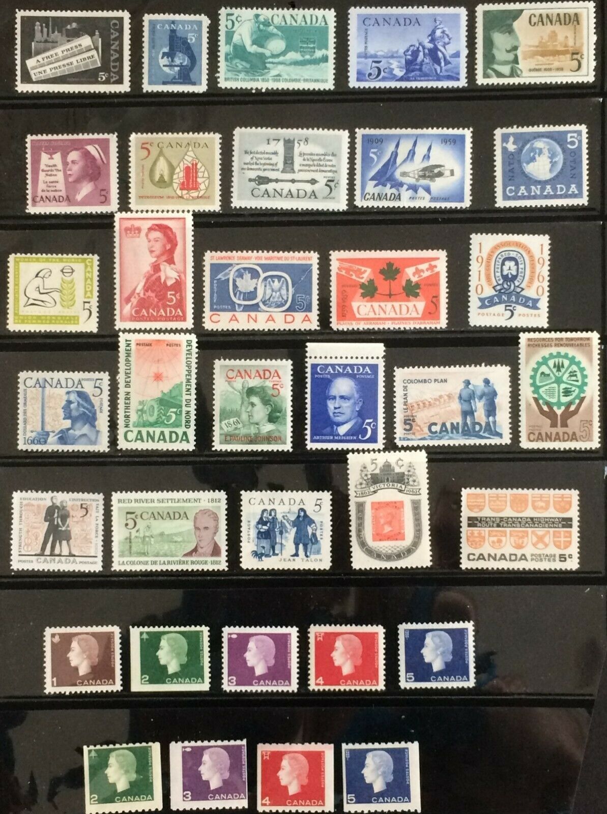 CANADA 1958-1962 Complete yearly sets MNH #375-409 (35 stamps) CV 28 CA ...