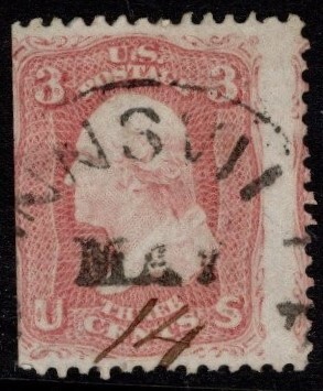 1861 US Scott #- 65 3 Cent Rose George Washington Perforated Used ...