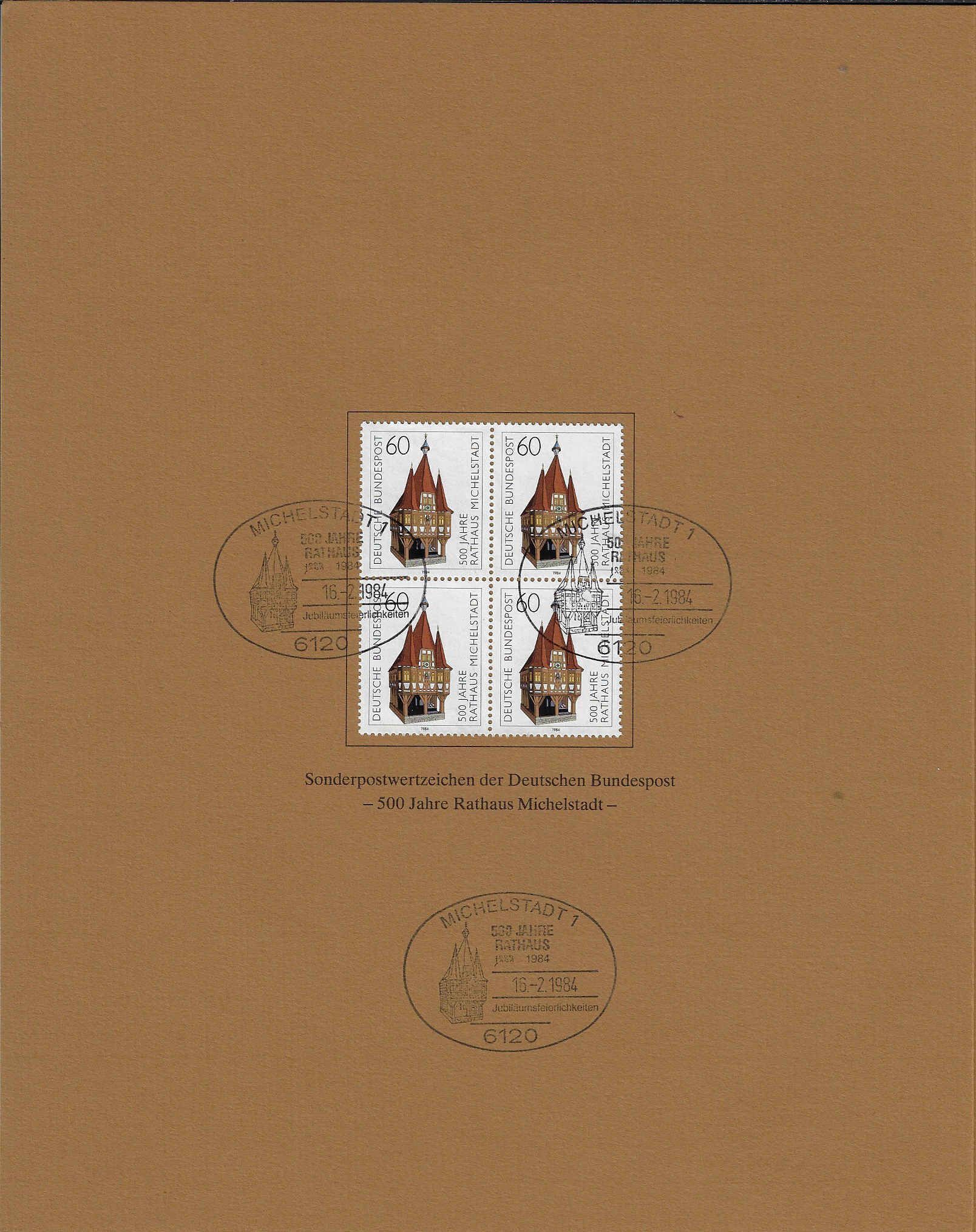 Germany #1412 Used; Souvenir booklet, postcard, certificate - 6 stamps ...