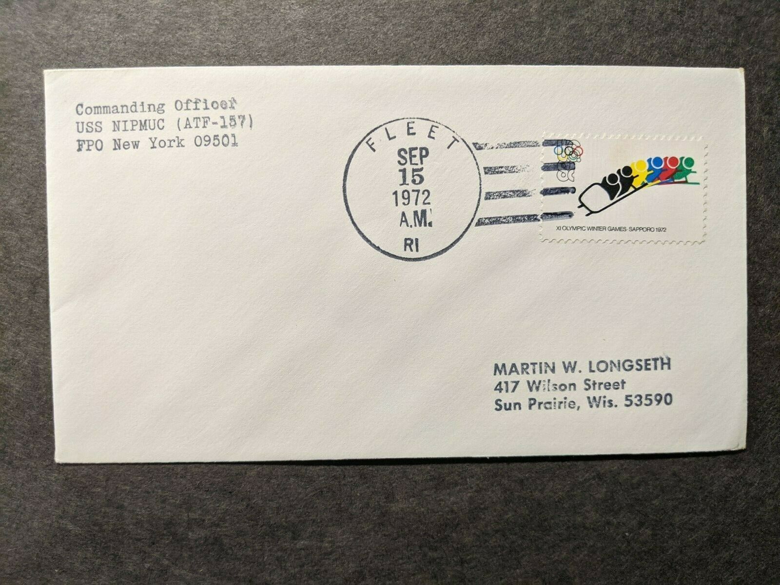 Tug USS NIPMUC ATF-157 Naval Cover 1972 FLEET, RI | United States ...