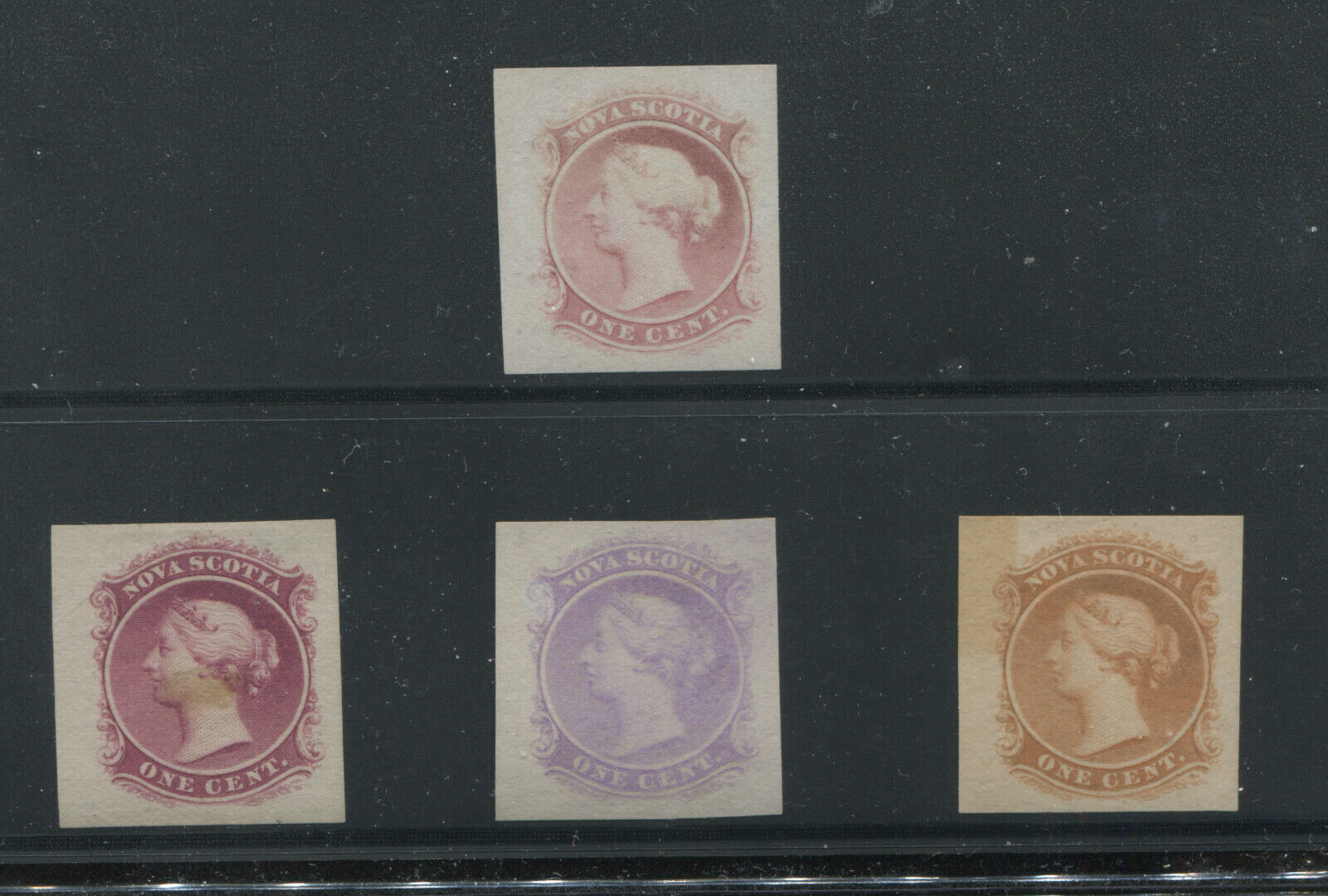 Nova Scotia 1860 1 cent 4 Trial Colour Proofs | Canada, Stamp / HipStamp