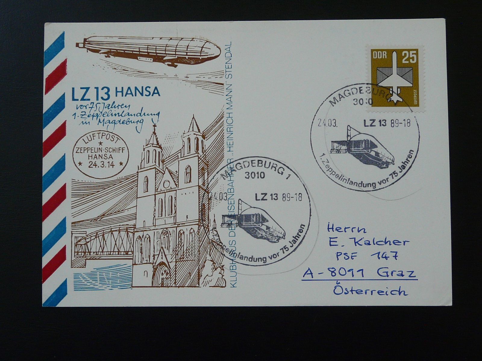 history of aviation Zeppelin commemorative postcard DDR 1989 | Europe ...