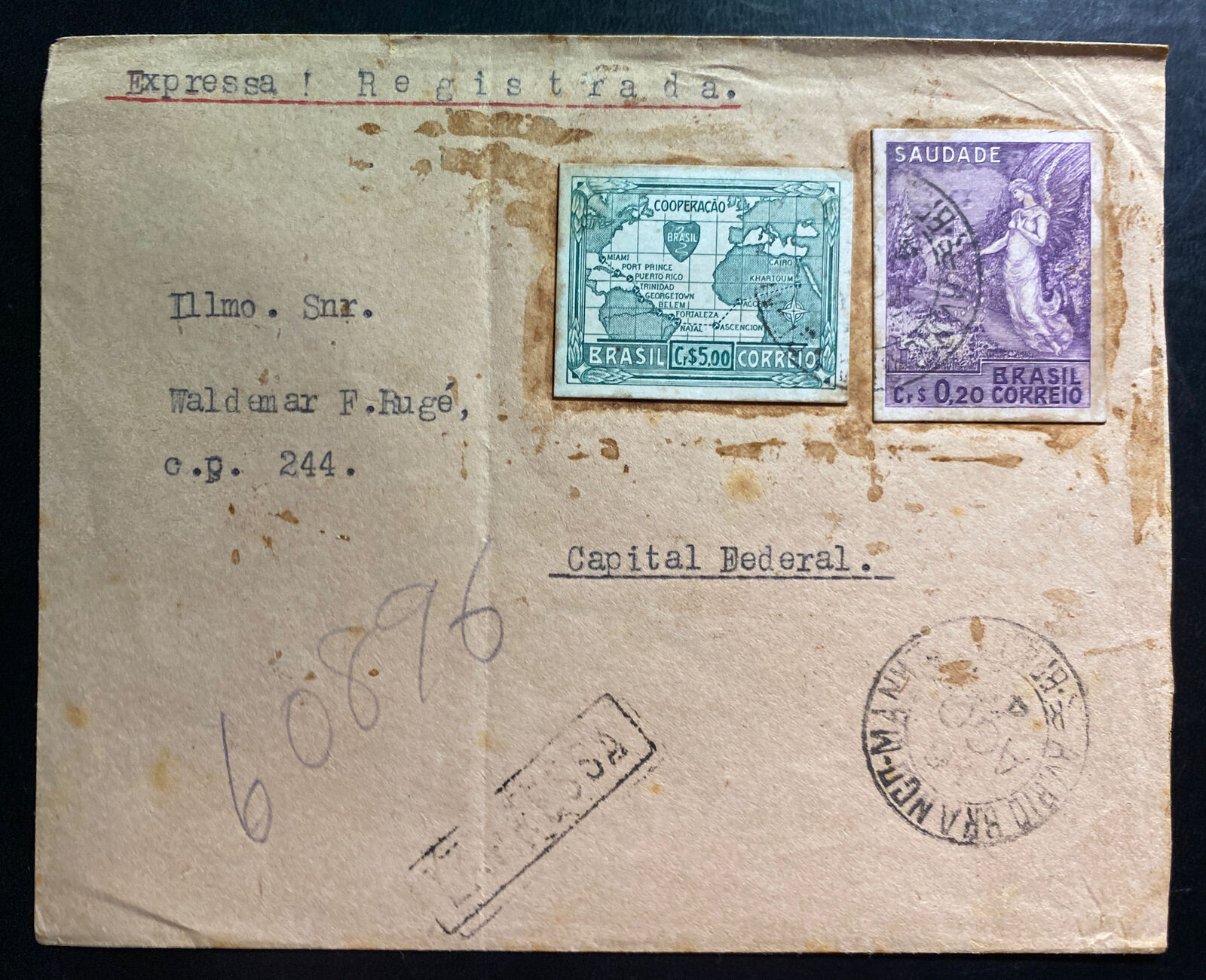 1940s Branco Brazil Express Registered Cover Peace Stamp Issue ...