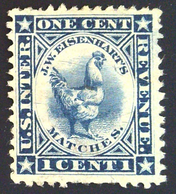 Scott #RO80b - 1c Blue - Silk Paper - Thin - J.W.Eisenhart's Matches ...