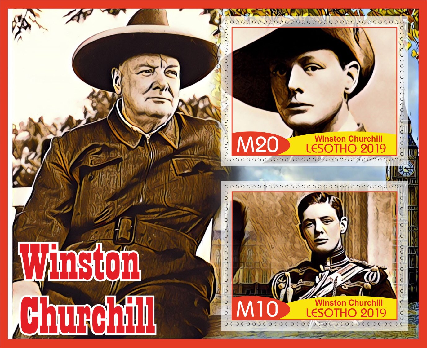 Stamps. Famous people. Winston Churchill 2019 1+1 sheets perforated ...