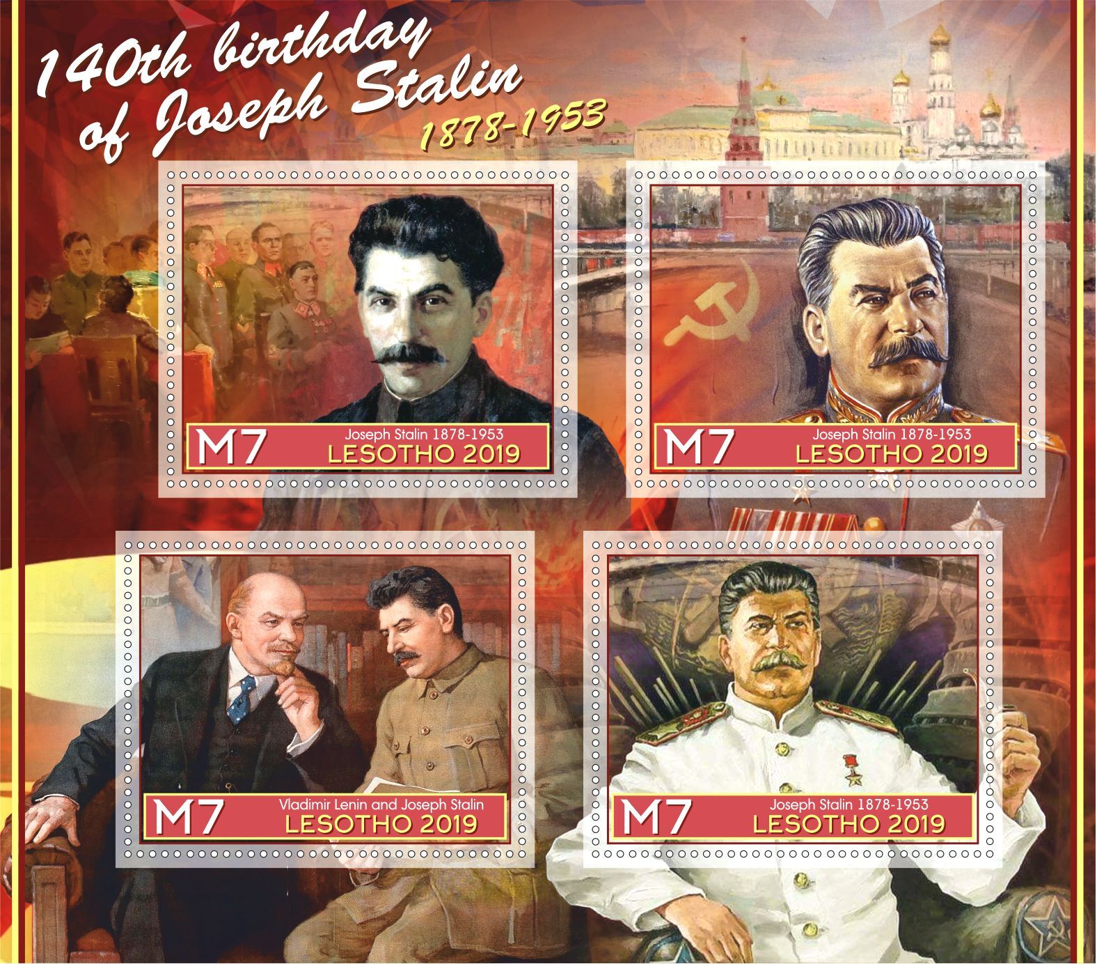 Stamps. Famous people. Joseph Stalin 2019 1+1 sheets perforated ...