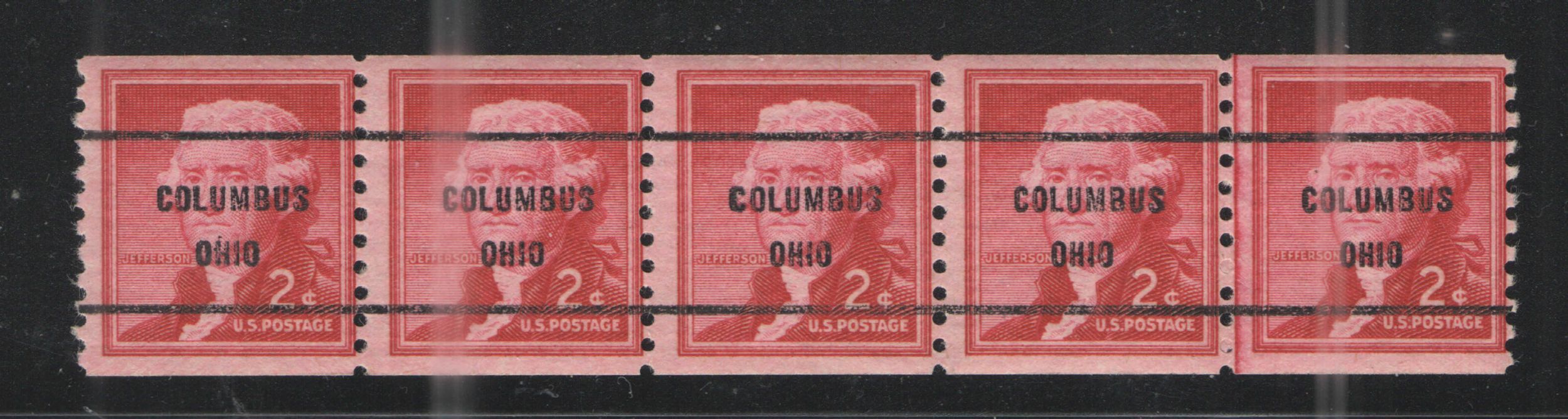 US 1954 Sc# 1055 MNH VG Joint line pair Columbus Ohio strip of 5 ...
