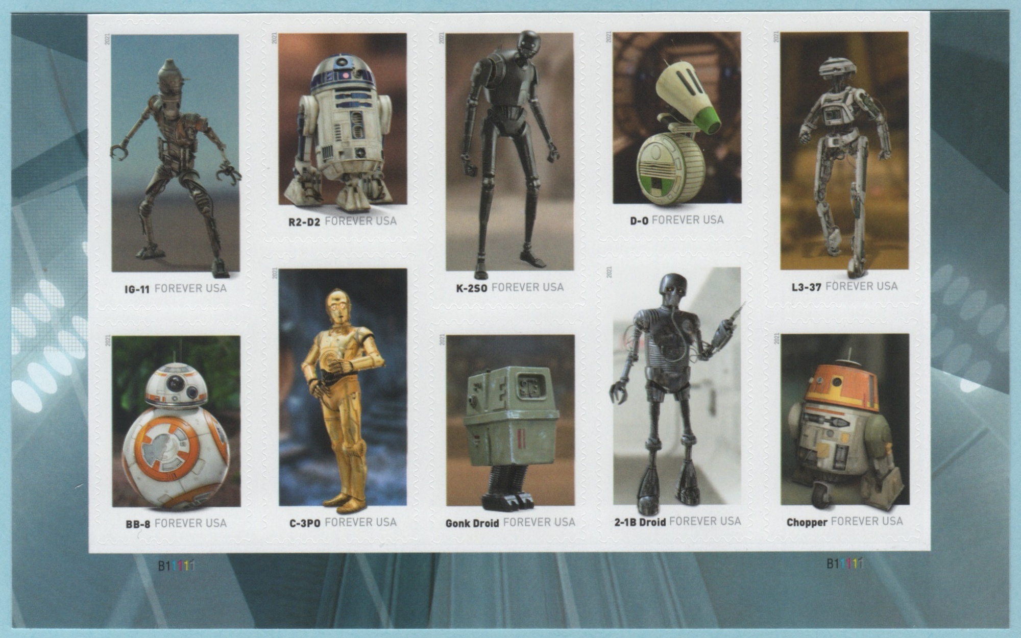 USA Sc. 5582b (55c) Star Wars Droids 2021 block of 10 MNH | United ...
