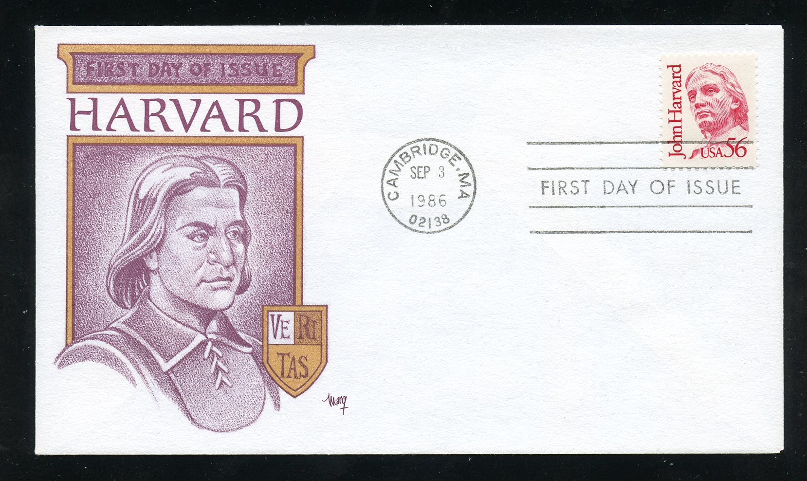 US 2190 UA 56c Great Americans - Harvard, Marg cachet FDC | United ...