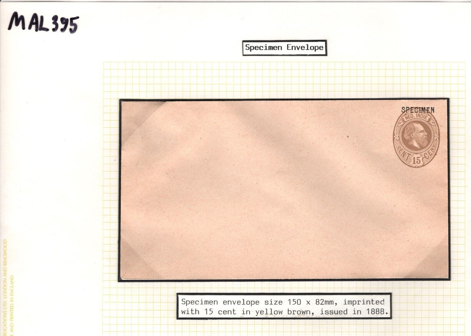 Ned-Indie DUTCH EAST INDIES 15c Brown *SPECIMEN* 1888 Stationery ...