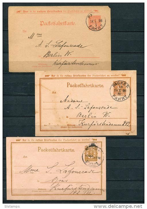 Germany 1898 (3) Postal Stationary cards Berlin Packetfahrtkarte Used ...