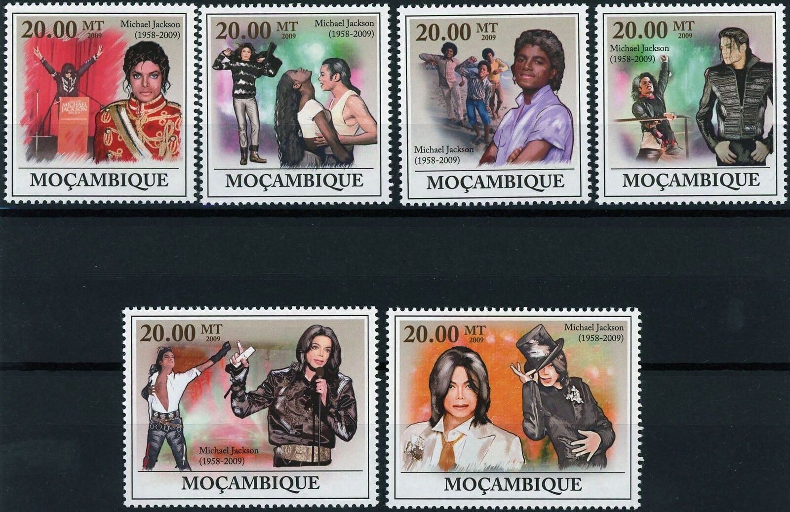 Michael Jackson Pop Singer Famous People Serie Set of 5 Stamps Mint NNH ...